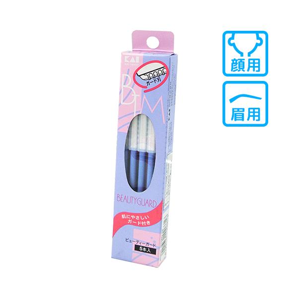 【3,980円以上で送料無料(※北海道は9,800円以上)】肌にやさしいガード付き。クシ目状のフィルムガードが刃先についているので、横すべりをしても肌へのダメージを和らげます。貝印カミソリ株式会社[名称]顔・マユそり用カミソリ[内容量]5本入