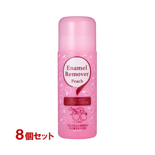キレイに落ちる。爪にやさしい保湿成分モモ葉エキス配合。ノンアセトンでキレイに落ちて、うるおいを与える、モモ葉エキス配合のマイルドな除光液です。ピーチの香り。コージー/コージ本舗[名称] 除光液[内容量] 220ml×8個セット