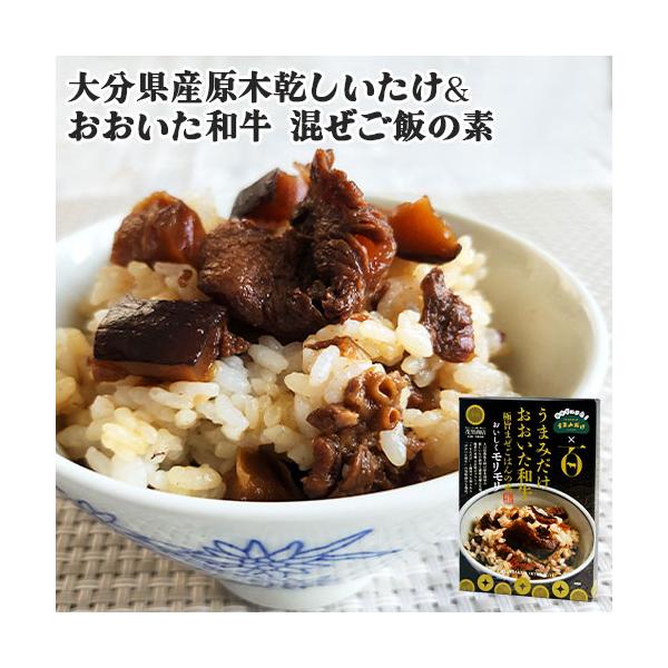 【3,980円以上で送料無料(※北海道は9,800円以上)】大分県豊後大野市は、畜産と乾しいたけの生産が盛んな地。大分県産ブランド原木栽培椎茸の「うまみだけ」と大分県のブランド牛「おおいた和牛」にごぼうを入れた、うま味が詰まった混ぜご飯の素...