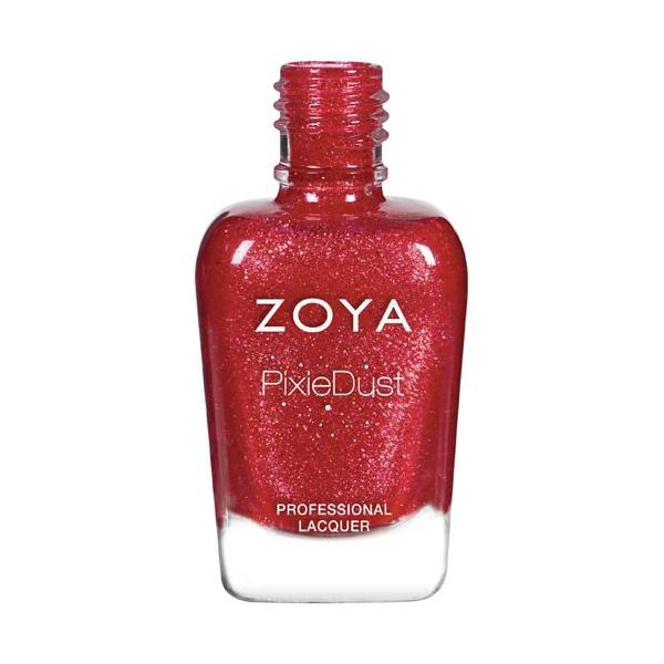 美しいビーチの貝殻のようにきらきらしたカラーです。きらめき感のあるマットな仕上がりが人気で、ベースコート、トップコート不要のピクシーダストシリーズです。赤とフューシャのお砂糖を散らしたチェリーレッド。質感：マット・グリッター（PixieDu...