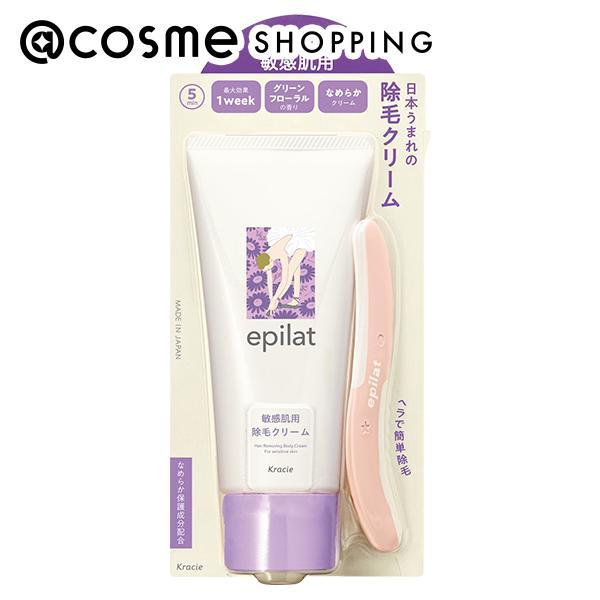 ●毛にしっかり密着し、放置時間５〜１０分でお肌をいたわりながら処理できる敏感肌用除毛クリーム。●1本でぬって取りやすいやわらかタッチの便利なヘラ付き。●なめらか保護成分（セラミド・カモミールエキス・海藻エキス）配合。●お肌をいたわりながら毛...