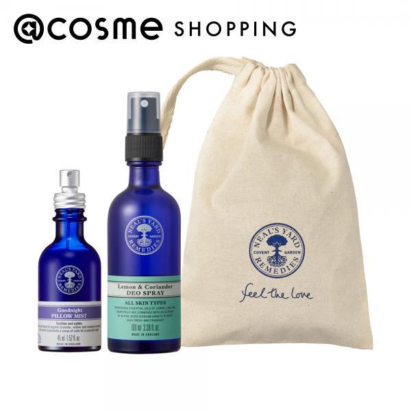 【セット内容】・グッドナイトピローミスト45ml・レモン＆コリアンダーデオスプレー100ml・コットン巾着入　1個爽やかなレモンの柑橘と除菌効果のあるミントでさっぱりとした清々しい空間を楽しめます。【グッドナイトピローミスト】やすらぐ香りで...