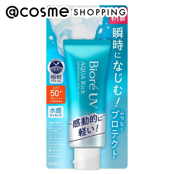 ムラなく瞬時になじみ、強力紫外線からプロテクト！アクアリッチ水感エッセンス。まるで一枚の皮膚のように全身を覆う、薄く均一なUVブロック膜。ミクロレベルのスキマまで塗りムラ防ぐ。みずみずしいウォーターベースで、日中もさらっとベタつかない。SP...