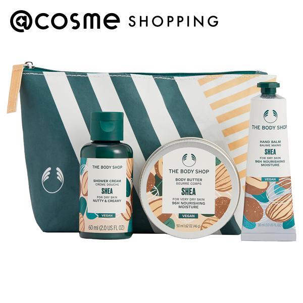 ＜数量限定ギフト＞甘くやさしいシアの香りでボディ&amp;ハンドケアを楽しめるポーチ付きのセットです。しっとりと洗い上げるミニボディシャンプーとお肌をしっとりと整えるミニボディクリームに、手肌にさらっとなじむハンドクリームのセットはポーチご...