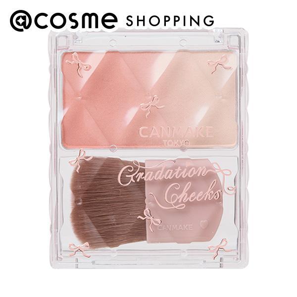 簡単にグラデーションができるチーク＆ハイライト。ふんわりなめらかな軽いパウダーで、きめ細かくフィットし、色ツヤが長時間キープ。高発色でぼかしやすい。美容保湿成分配合。メイクアップ ＞ チーク ＞ パウダーチーク