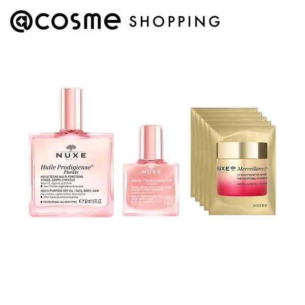 【セット内容】・プロディジュー フローラル オイル 50mL（現品）・プロディジュー フローラル ゴールド オイル 10mL（ミニサイズ）・メルベイヤンス EXデイ＆ナイト クリーム サンプル 1mL×5髪だけでなく肌にも顔にも使えるプロデ...