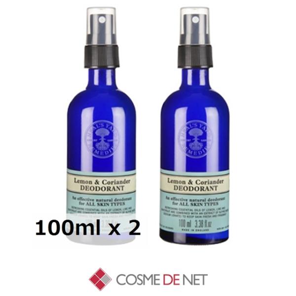 ニールズヤードレメディーズ レモン&amp;コリアンダーデオスプレー 100ml 2個セット汗をかきやすい部分を清潔に保って、気になるにおいを爽やかにカバーします。足裏など汗をかきやすい部分にもオススメのレモン＆コリアンダー デオドラントス...
