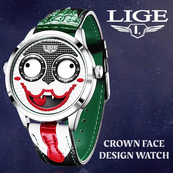 商品名：クラウンフェイスデザインウォッチ商品説明：ムーブメント: クォーツケース素材: ステンレス鋼ダイヤルウィンドウの素材タイプ: ハードレックスアイテムタイプ: クォーツ腕時計箱 &amp; ケース素材: 紙バンド素材タイプ: レザーケ...