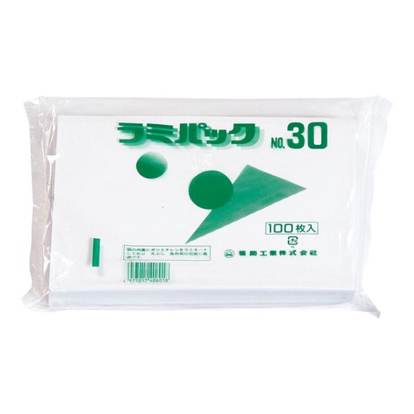 ●メーカー品番：No.30●横×縦(mm)：180×120●袋の内面にポリエチレンをラミネートしており、ヒート シール性に優れます。 惣菜・油物包装に適しています。●天ぷら・食肉・惣菜などの包装に最適です。