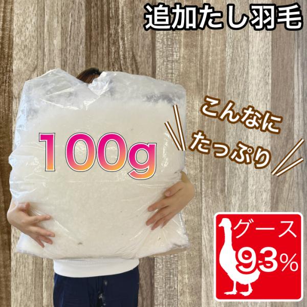 <p>追加タシ羽毛グース93% 100ｇ</p><p>※単品でのご注文は承れません。</p><img src="https://shopping.c.yimg.jp/lib/cosmo-...