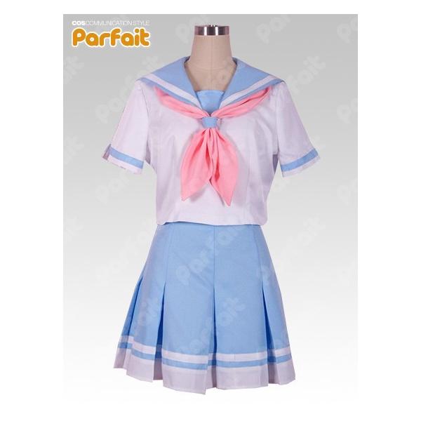 北宇治高校女子の夏服です。セーラー襟のマークも刺繍ワッペンで再現しています。ピンク・緑・青の3学年分のスカーフも付属しているので、多くのキャラクターに対応可能です。※その他サイズにつきましても対応可能な場合がございます。お問い合わせ下さい。...
