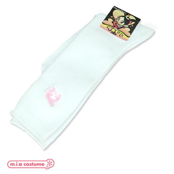 大人気『アクビちゃん』のソックスです。ピンクのワンポイント刺繍がとってもキュートｖ使いやすいスクールハイソックスとなっております！コスプレ メイド服 セーラー服 パーティグッズ ニーソックス ソックス タイツ ストッキング スクールソックス...