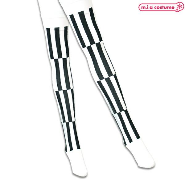 ブロック模様のストライプニーハイです！珍しい柄ですねｖゴシック＆ロリータにも合います！コスプレ メイド服 セーラー服 パーティグッズ ウェイトレス 衣装 コスチューム ハロウィン 女子高生 靴下 体操着 ブルマ 余興 体操服 クリスマス セ...