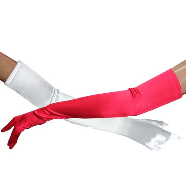 ストレッチがきいて使いやすいサテン生地のグローブをアメリカより入荷！！二の腕がすっぽりと隠れる位の丈があります。フォーマルシーンや舞台・ステージでも大活躍です。ブランド：アメリカ輸入 カラー：ブラック・レッド・ホワイト サイズ：長さ57セン...
