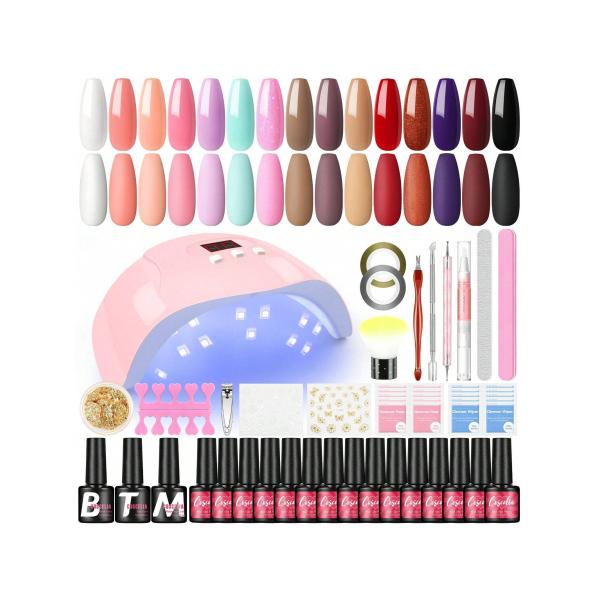 ジェルネイルポリッシュセット 52PCS 7ML ブラックグリーンネイル UV&amp;LEDネイルランプ マットベーストップコート△注意事項△商品は輸入品です。輸入品は容器に擦り傷や拭き取れない汚れ、緩衝材の繊維やシールの繊維が付いていた...