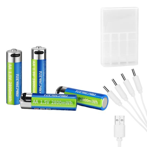 ★繰り返し充電可能 - 使い捨て不要で環境に優しく経済的！★大容量設計 - 長時間使用でき、頻繁な充電の手間を削減。★ 多重保護機能 - 過充電・過放電・過熱・短絡防止で安心。★Type-C &amp; 4本同時充電 - 簡単かつ効率的に充...