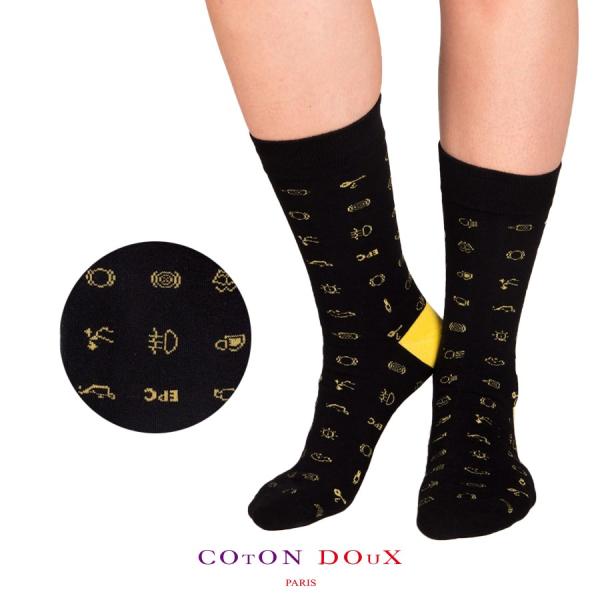 【 CotonDouxソックスの仕様・特徴 】●素材：綿80% ポリアミド(ナイロン)18% ポリウレタン2%●サイズ： S (23.5-26.0cm)　L (26.0-28.5cm)CotonDouxオリジナルの靴下。楽しい柄はソックスで...