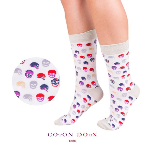 【 CotonDouxソックスの仕様・特徴 】●素材：綿80% ポリアミド(ナイロン)18% ポリウレタン2%●サイズ： S (23.5-26.0cm)　L (26.0-28.5cm)CotonDouxオリジナルの靴下。楽しい柄はソックスで...