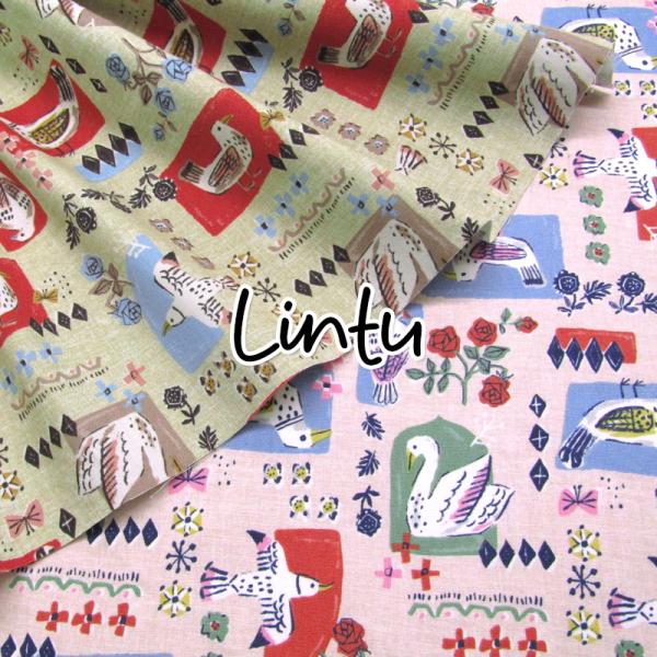 鳥/トリ/とり/白鳥/スワン/かもめ/カモメ/花/フラワー/薔薇/動物/ちょうちょ/北欧/生地/布/綿/コットン/プリント