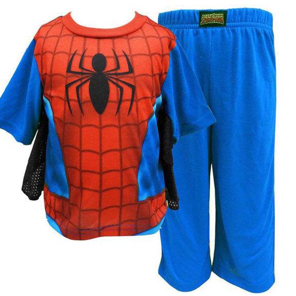 アメリカで買い付けた速乾素材、着心地快適、楽ちんスパイダーマンなりきりパジャマ部屋着には勿体ないぐらいインパクトのある可愛いデザインです。カンボジア製■メール便(ポスト投函)でのお届けとなります。サイズ 2T/90cm/身幅28cm 肩幅2...