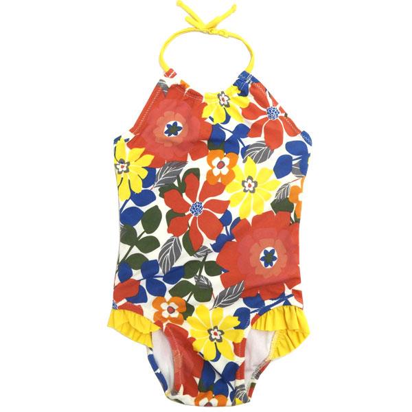 アメリカで買い付けたベビー用ワンピース水着ボタニカル柄に足回りのフリルがお洒落で可愛いデザインです。インドネシア製■セール価格につき返品交換不可■メール便(ポスト投函)でのお届けとなります。(紛失破汚損補償対象外)サイズ 18-24M/85...