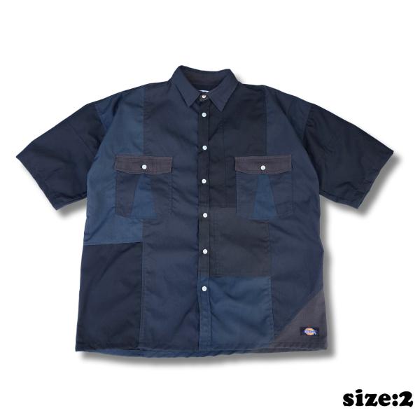Mr.Remake Man ミスターリメイクマン pw wide shirts (black) メンズシャツ  モデムデザイン modem design リメイク古着SIZE：(2)着丈68cm、身幅61cm、肩幅61cm、袖丈24cm(3...