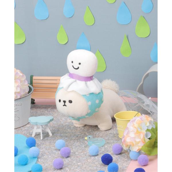 LBC で大人気、ビションフリーゼの PLUFFY（プラッフィー）ちゃん用かぶりもの。PLUFFY だけでなく、ネコの Siammy（シャミー）にも使用可能です。雨の季節も楽しく過ごせるシリーズが登場♪【デザイン】水色×白の水玉フードに、軽...