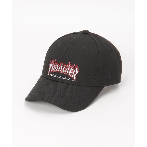 「THRASHER／スラッシャー」のベースボールキャップ。ブランドアイコンでもあるファイヤーパターンを刺繍で落とし込みました。【デザイン】お馴染みのファイヤーパターン。サイドにもワンポイント刺繍が施されています。バックベルトでサイズ調整可能...