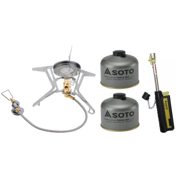 OD缶（アウトドア缶）を燃料にした分離型、マイクロレギュレーター搭載のコンパクトストーブ。風に強いすり鉢状の火口や不整地の地面をしっかり捉える3本ゴトクなど、登山、トレッキング用としてアップグレードしたストーブです。連続使用時や低温時のボン...