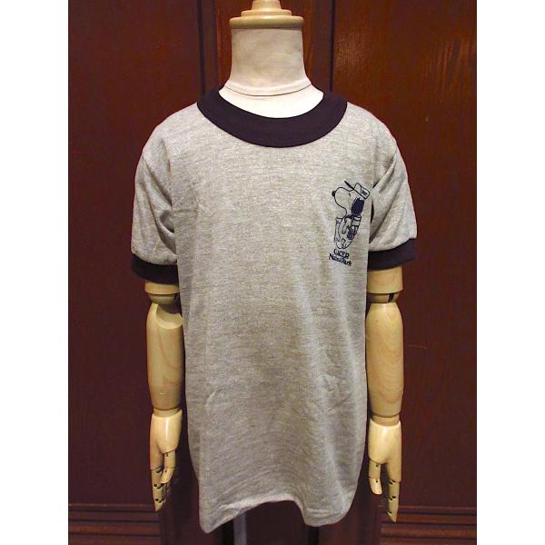 ◆商品名◆1970's DEADSTOCK キッズ SNOOPY 両面プリント 霜降りリンガーTシャツ 茶 size M(10-12)◆サイズ◆マネキンサイズ：5号表記：M 10-12肩幅：約30cm身幅：約36cm袖丈：約14cm着丈：約...