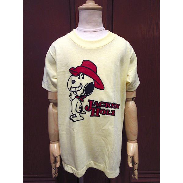 ◆商品名◆1970's DEADSTOCK キッズ COWBOY SNOOPY Jackson Hole Tシャツ 黄 size M(10-12)◆サイズ◆マネキンサイズ：5号表記：M 10-12肩幅：約30cm身幅：約37cm袖丈：約13...