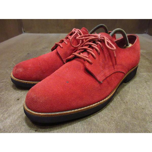 ◆商品名◆1980's GENERRA プレーントゥスウェードシューズ 赤◆サイズ◆表記：11D実寸：約29cm前後（内側側面のトゥ〜ヒールを計測した長さで、足のサイズを表す物ではありません。）アウトソール：約31cm横幅：約11cm※計測...