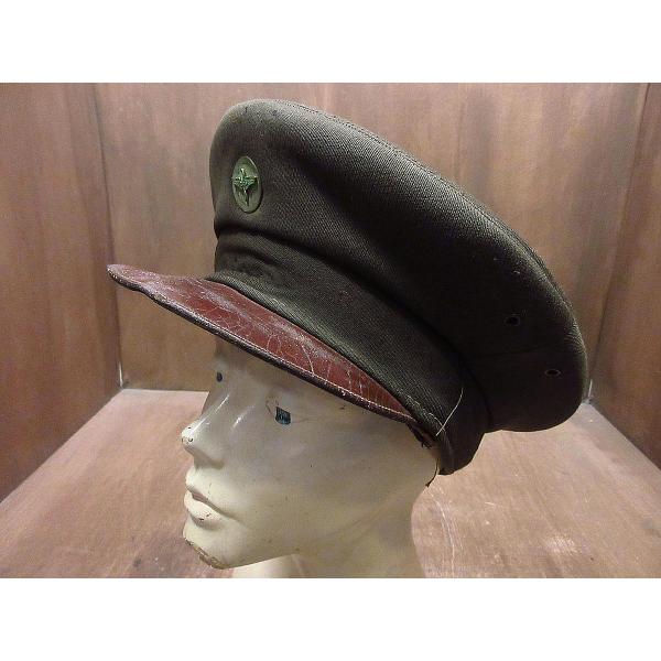 ◆商品名◆1940's NUDELMAN BROS. レザーブリム ウールユニフォームキャップ◆サイズ◆頭周り：約56cm (マネキンの頭周りは約52cmです。)ブリム幅：約5cmクラウン高さ：約9.5cm※計測箇所によって多少異なりますの...