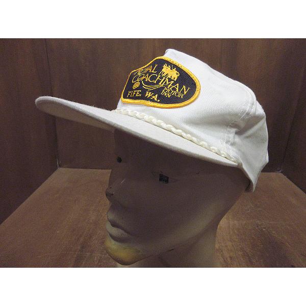 ◆商品名◆1980's ROYAL COACHMAN MOTOR INN 5パネルスナップバックキャップ 白◆サイズ◆表記：ONE SIZE FITS ALL頭周り：約56.5cm〜約62cm (マネキンの頭周りは約52cmです。)ブリム幅...