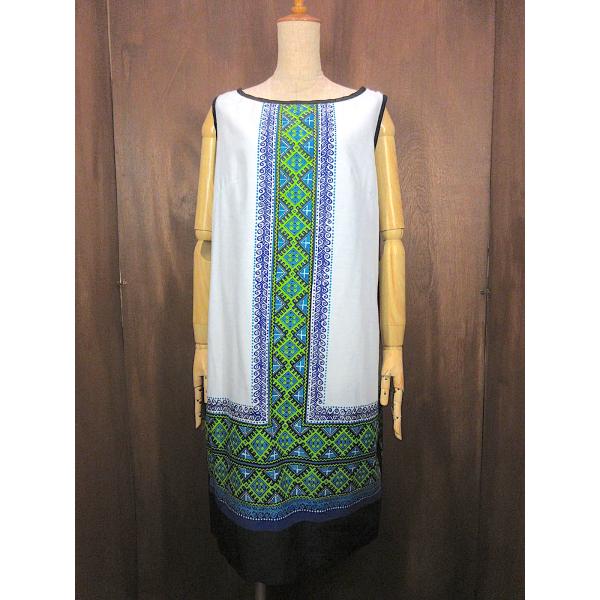 ◆商品名◆1960's~1970’s ALFRED SHAHEEN 総柄 ノースリーブワンピース◆サイズ◆肩幅：約38cm身幅：約53cm着丈：約95cm※計測箇所によって多少異なりますのでだいたいの目安としてお考えください。◆状態◆バック...