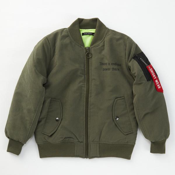 ※訳アリ　袖口細いです！訳アリの為お安くしております。返品交換はお受けできません。カジュアルコーディネートの必需品カジュアルコーディネートの必需品キッズ　MA-1 フライトジャケットフロントとバックにはクールなロゴプリント左袖にユーティリテ...