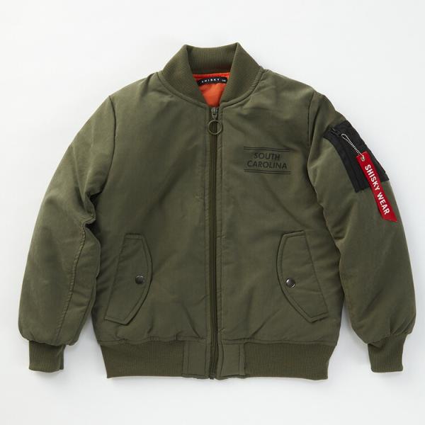 ※訳アリ　袖口細いです！訳アリの為お安くしております。返品交換はお受けできません。カジュアルコーディネートの必需品カジュアルコーディネートの必需品キッズ　MA-1 フライトジャケットフロントとバックにはクールなロゴプリント左袖にユーティリテ...