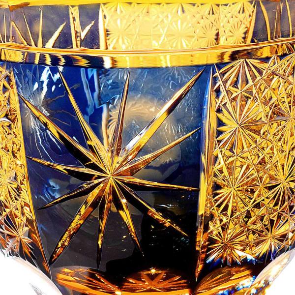 美術・工芸用 クリアソーダガラスサイズ：　直径　約６７mm　高さ　約６０ｍｍ色：　琥珀×瑠璃　ほか写真参照※手作りですので多少の誤差はあります。