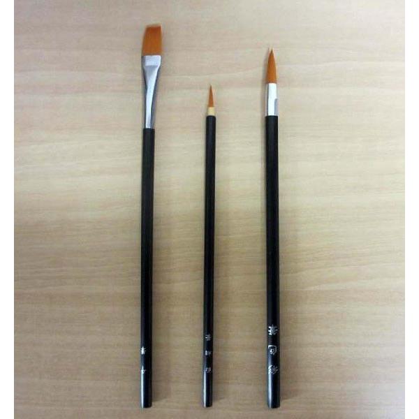 ナイロン筆　3本セット　（彩色筆・面相筆・平筆）