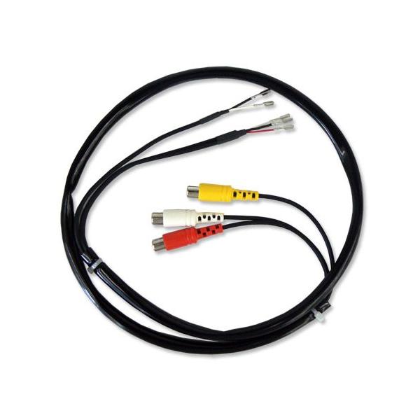 テレビチューナーのカプラーにピンを差し込むことで、外部からの音声を純正システムで再生することができます。音声入力は左右(ステレオ)1系統です。複数の機器で使用する場合はAVセレクターなどが別途必要になります。AUDIで使用できるのは音声(赤...