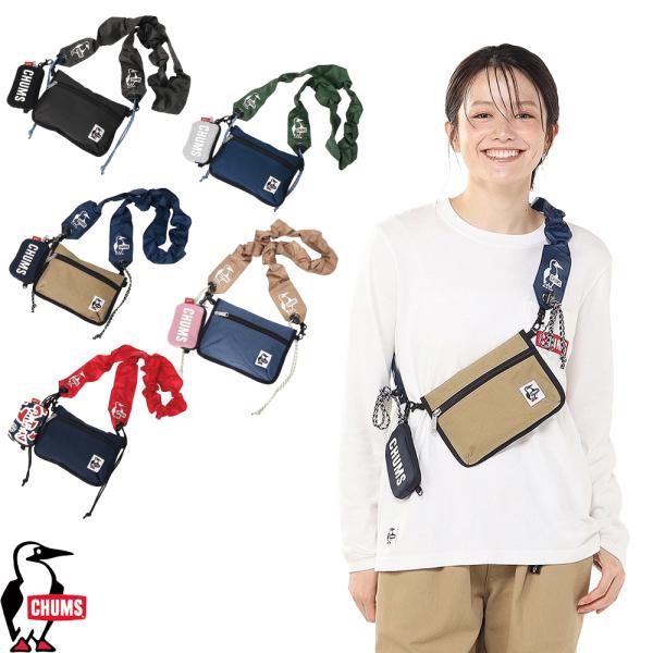 ギャザーストラップやミニポーチでアレンジを楽しめるショルダーポーチ〈素材特性〉カジュアルなスウェットをメインに、負荷が多くかかる箇所には機能性の高いナイロンを合わせたCHUMS定番のバッグシリーズ。スウェットの表面には「Asahi Guar...