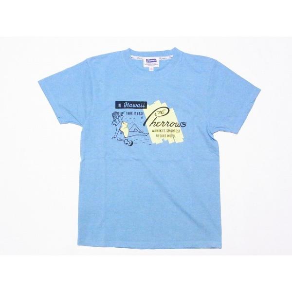 フェローズ(Pherrow's)のTシャツ"21S-PT10"です。素材は綿100％で洗いがかかっています。しっかりとした肉厚のボディでネックリブの内側にはフェローズロゴが描かれたテープが施されています。◆プリント：染み込み＆ラバープリント...
