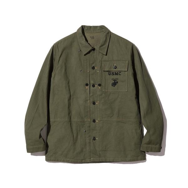 東洋エンタープライズからバズリクソンズのUSMC M-1944 ヘリンボーン・ユーティリティージャケット(U.S.M.C. M-1944 HERRINGBONE UTILITY JACKET)"BR15123"です。米海兵隊が1944年に採...