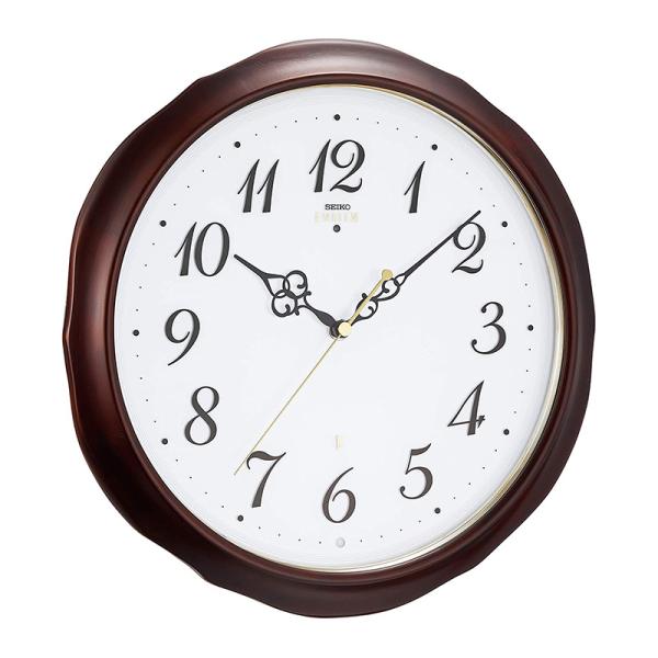 ＜ 気品を感じさせる小ぶりなデザイン優しい木枠の色調が空間を彩る 濃茶木地 電波 アナログ ＞