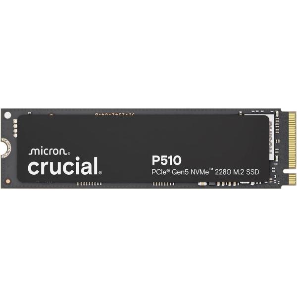 Crucial（クルーシャル）P510 2TBのPCIe 4.0対応M.2 SSDです。読み込み速度最大10,000MB/s、ゲーム・マルチメディア・ビジネス用途に対応。5年間のメーカー保証付きです。