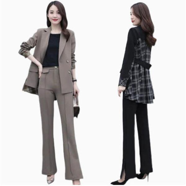 新品未使用送料無料 2026新品  セットアップ パンツスーツ レディース 異素材 2点セット 卒園式 上下セット フォーマル ママスーツ ロングパンツ&amp;テーラードジャケット カジュアル ビジネス 通勤 OL 入学式 通勤 事務所 ...