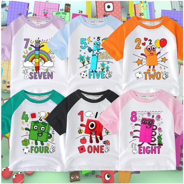 新品未使用◆カラー：写真参照Number blocks子供服 半袖Tシャツ 男の子 女の子 子ども服 小学生 誕生日用品 家族服ー 感謝祭の日 子供へのギフト 【生地】：綿◆サイズ：cm（写真参照）