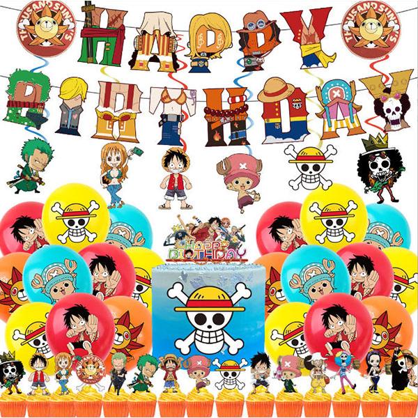新品未使用ONE PIECE（ワンピース）風 誕生日セット ONE PIECE（ワンピース）ラフト風船 風船 誕生日 happy birthday ONE PIECE（ワンピース）風 バルーン 誕生日飾り 子ども マイクラバルーン 飾り付け...