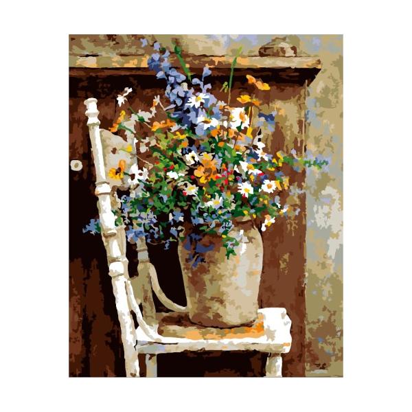 商品説明<BR>商 品 名：椅子上の花瓶<BR>商品番号：WS-AE112<BR>セット内容：キャンバス(松木内枠入り)、エコアクリル絵具、絵筆（3本）、金属フック（ネジ付）、参照図（和訳文付）。<...