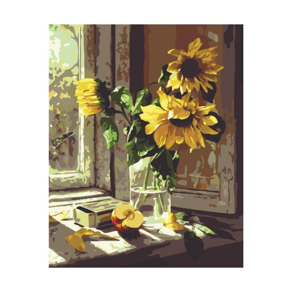 【発売日：2023年01月31日】商品説明<BR>商 品 名：窓中の向日葵<BR>商品番号：WS-AE121<BR>セット内容：キャンバス(松木内枠入り)、エコアクリル絵具、絵筆（3本）、金属フック（ネジ...